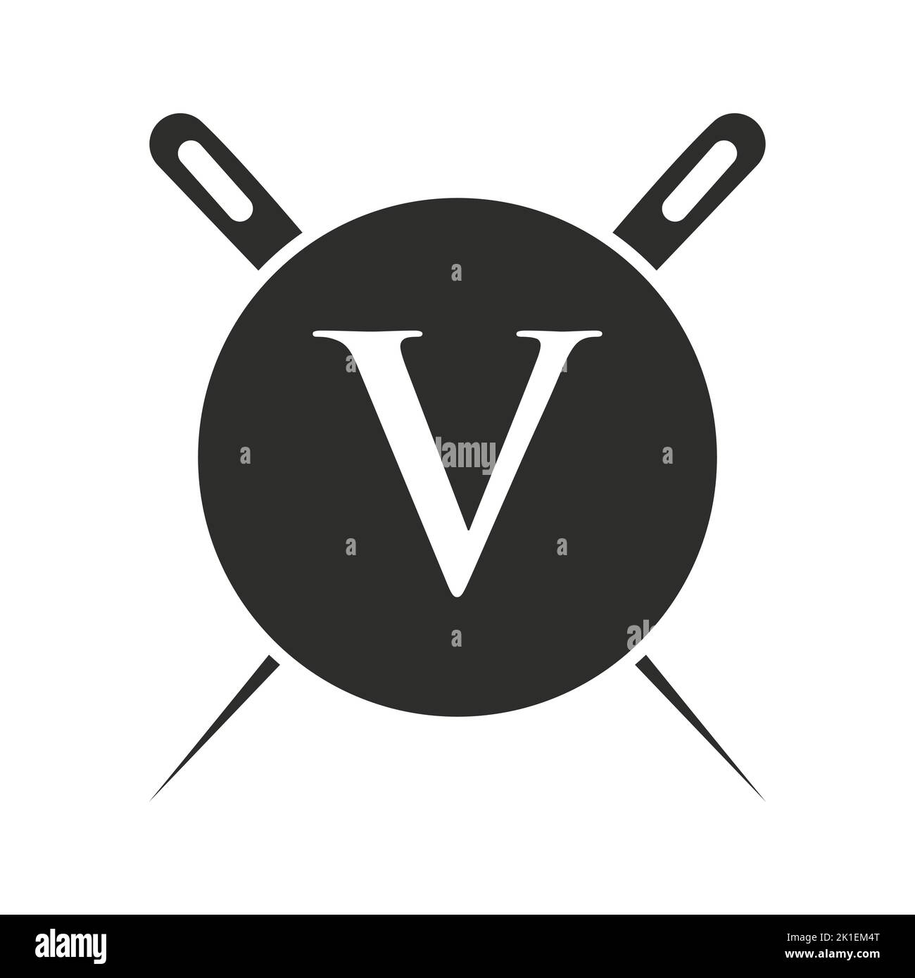 Letter V Tailor Logo, Needle and Thread Combination for Embroider ...