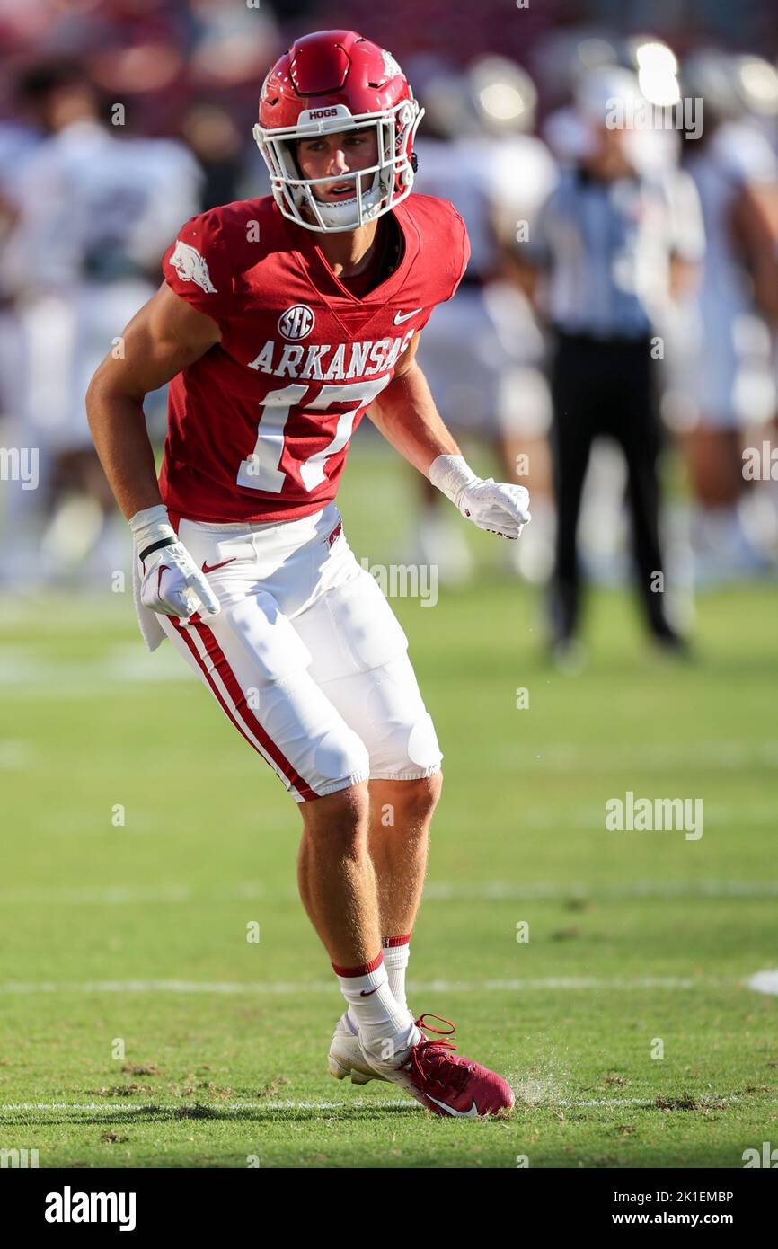 September 17, 2022: Hudson Clark #17 Arkansas defensive back back ...