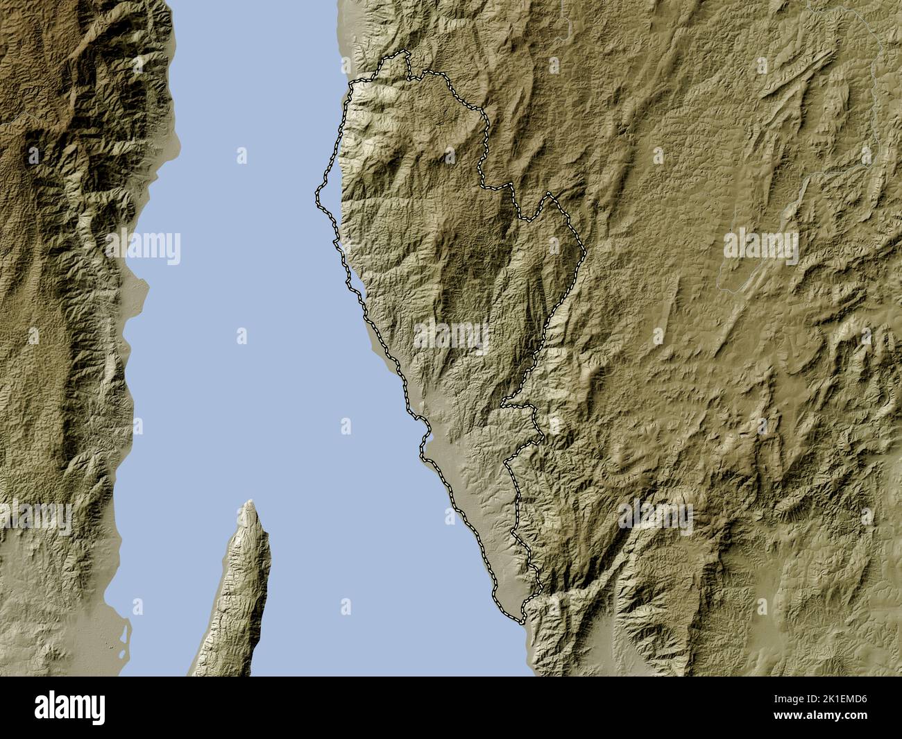Rumonge, city of Burundi. Elevation map colored in wiki style with ...