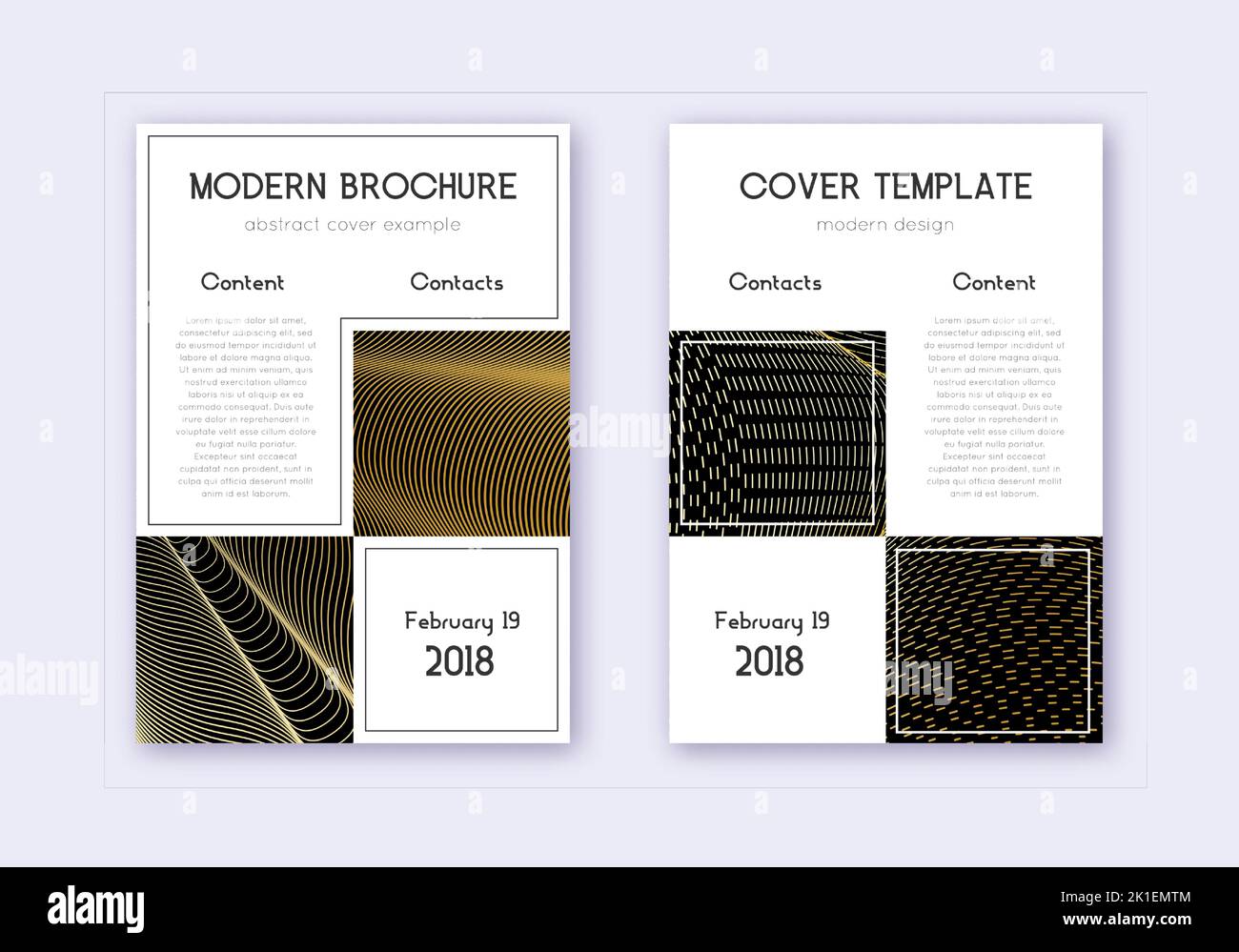 Business cover design template set. Gold abstract lines on black ...