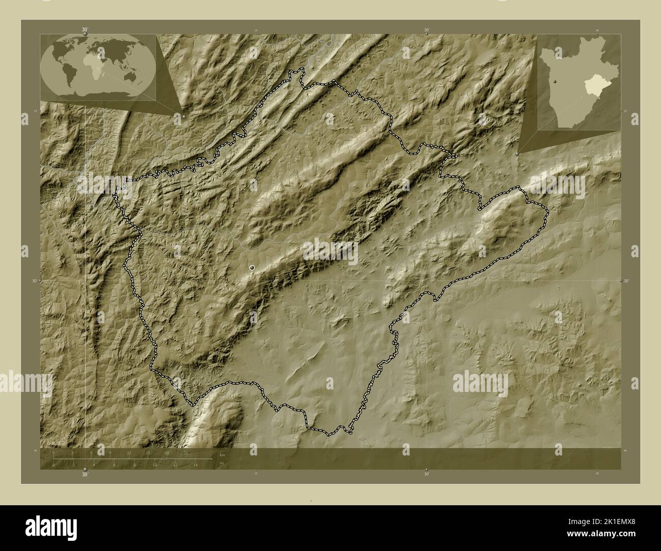 Ruyigi, province of Burundi. Elevation map colored in wiki style with ...