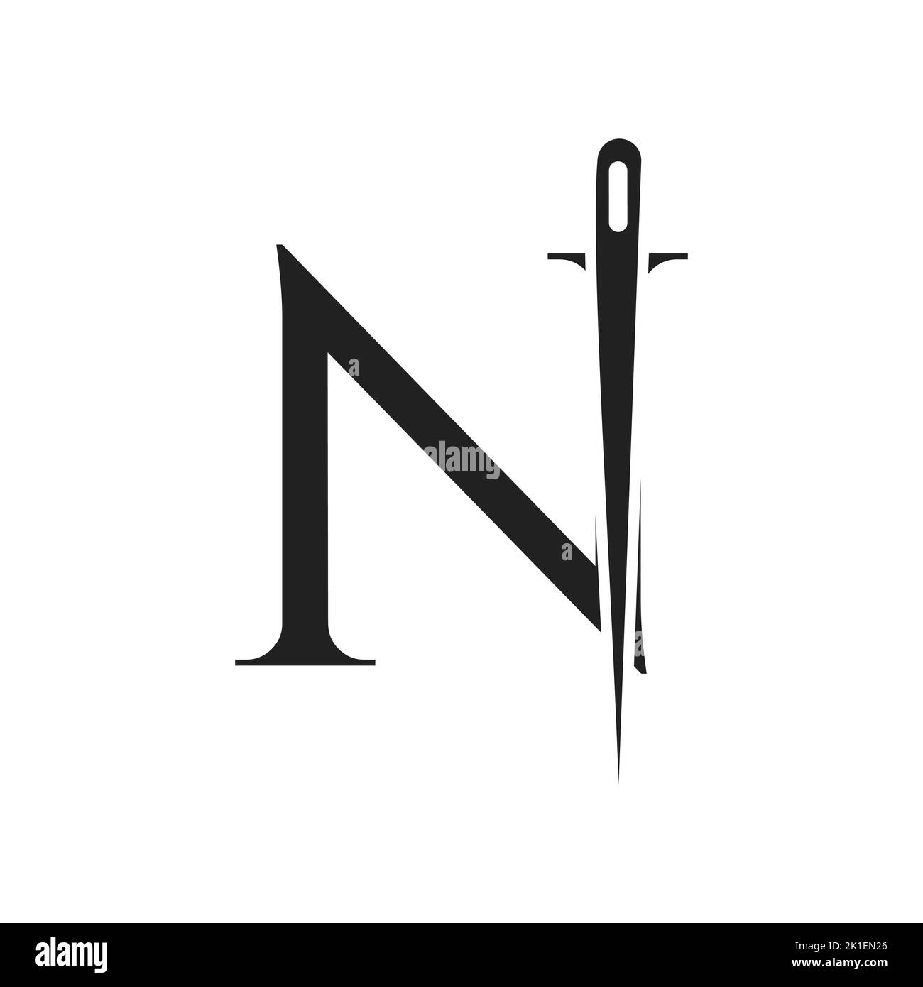 Letter N Tailor Logo, Needle and Thread Combination for Embroider ...