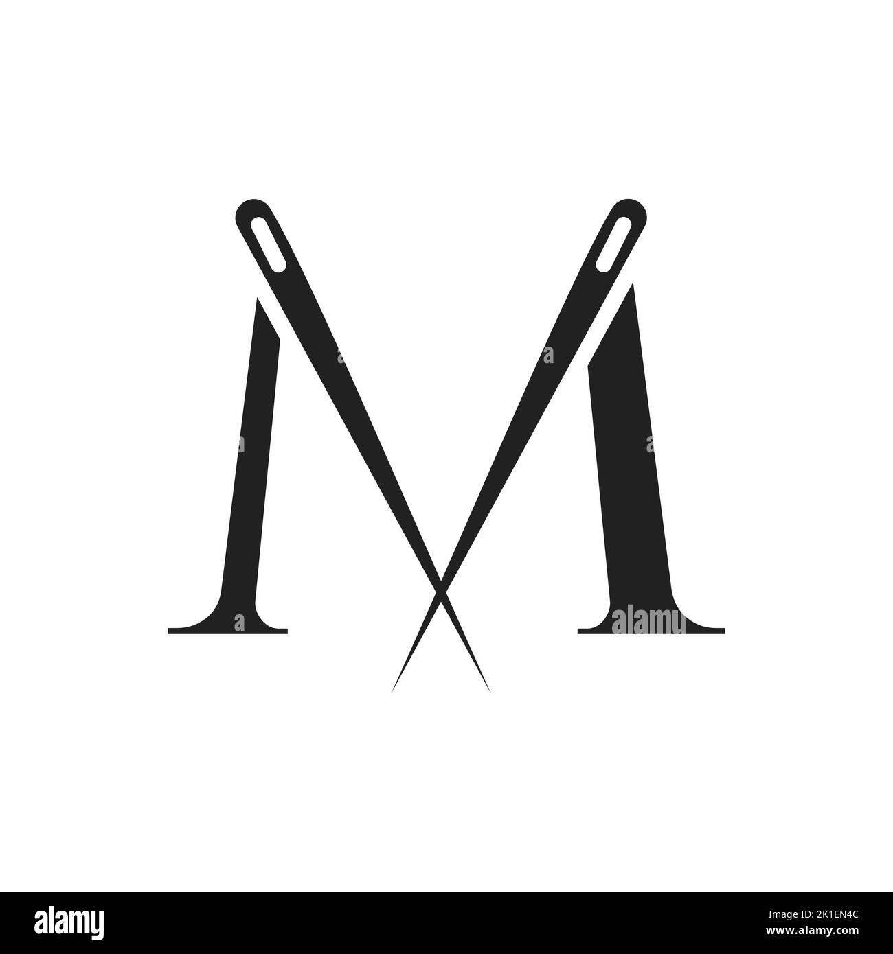 Letter M Tailor Logo, Needle and Thread Combination for Embroider ...