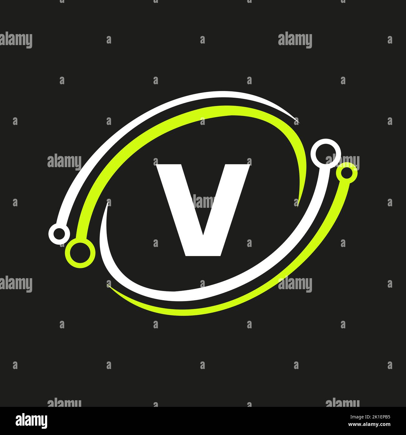Letter V Technology Logo Combine with Technology Cable Vector Template ...