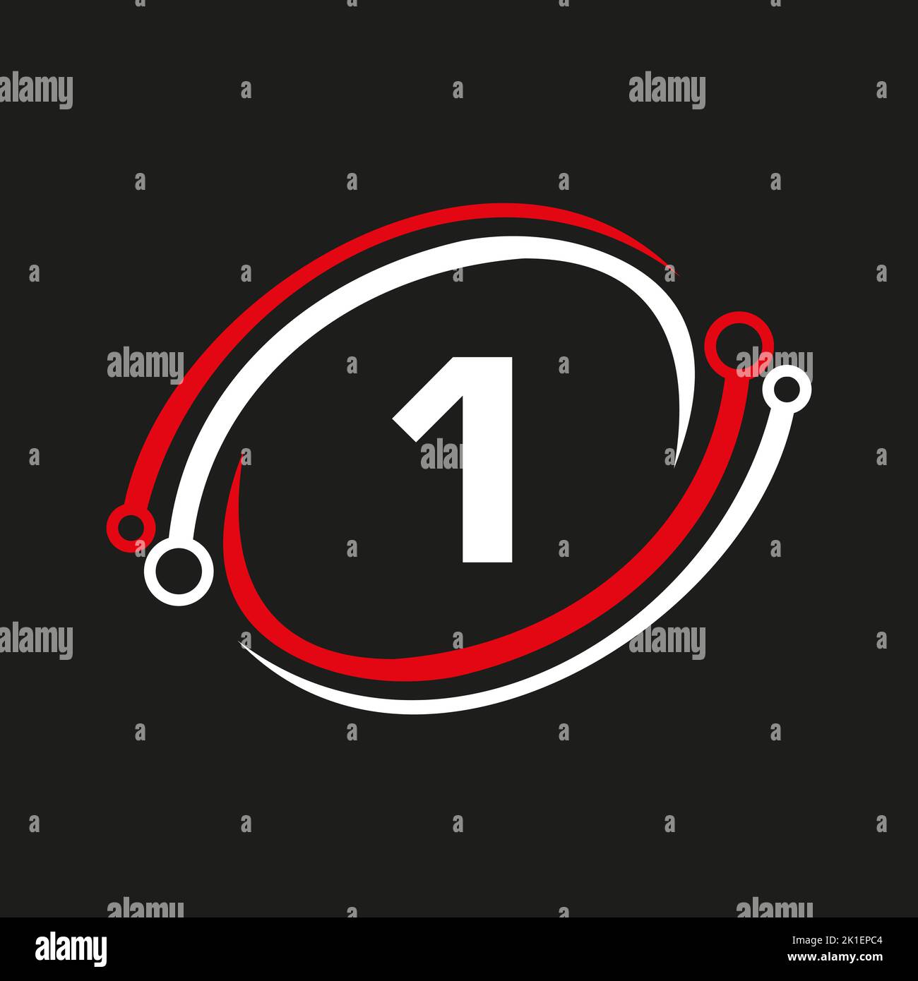 Letter 1 Technology Logo Combine with Technology Cable Vector Template ...