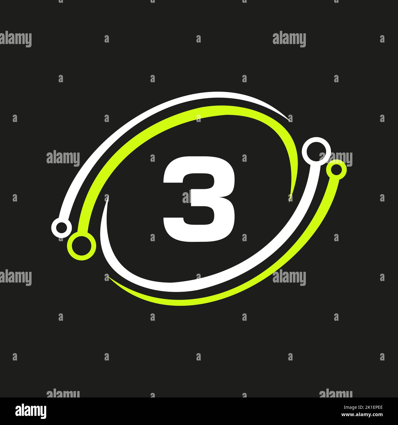 Letter 3 Technology Logo Combine with Technology Cable Vector Template ...