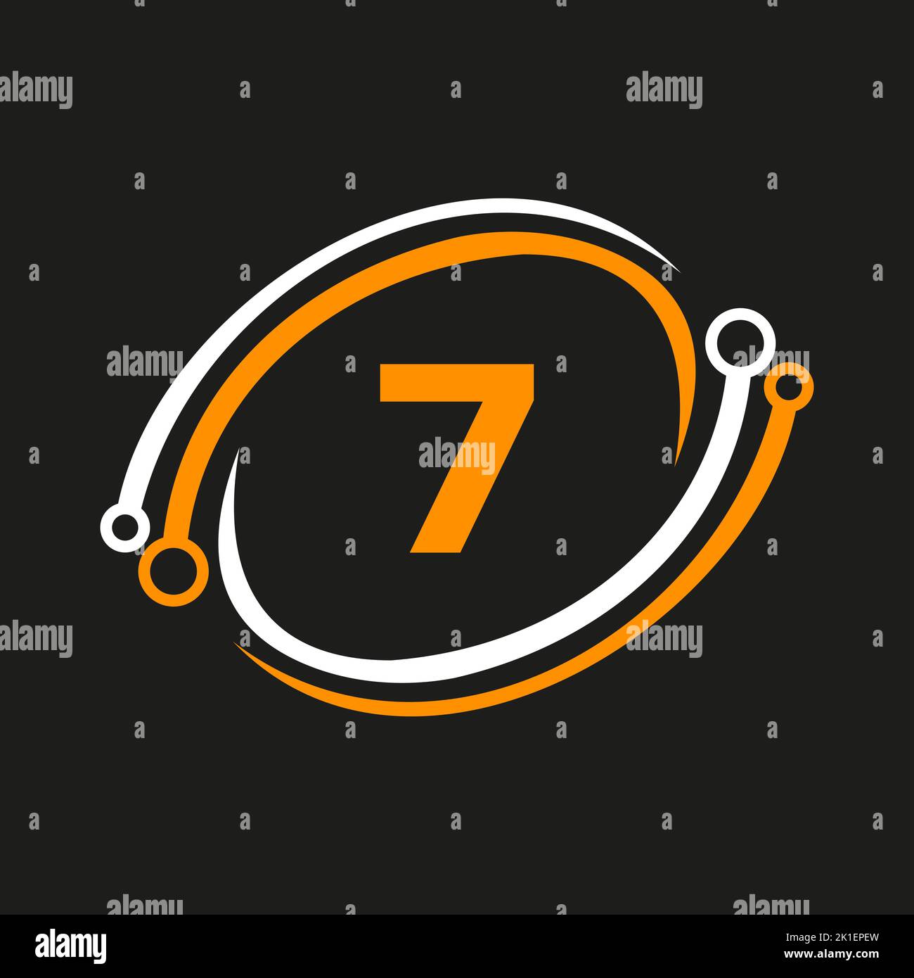 Letter 7 Technology Logo Combine with Technology Cable Vector Template ...