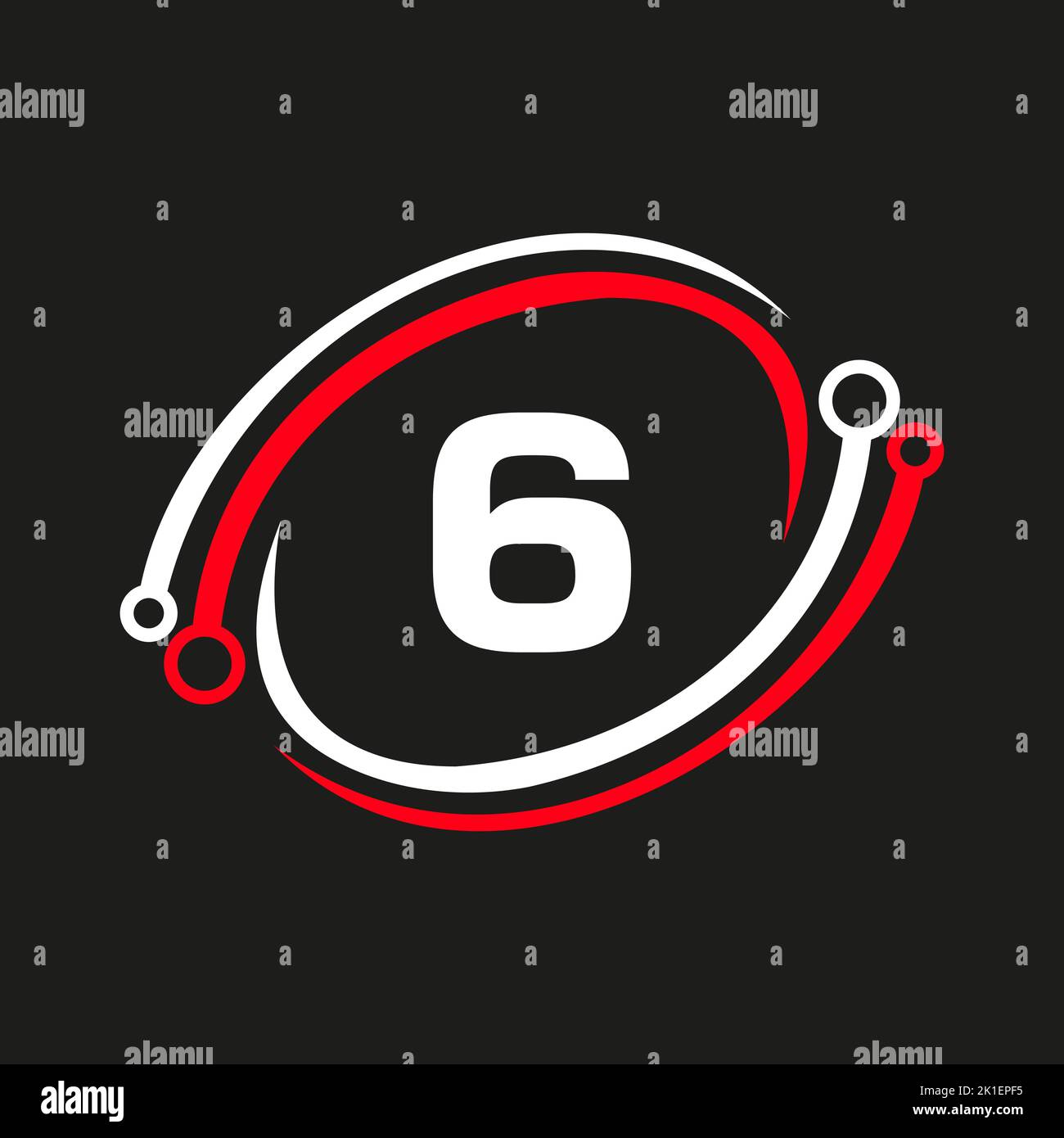 Letter 6 Technology Logo Combine with Technology Cable Vector Template ...