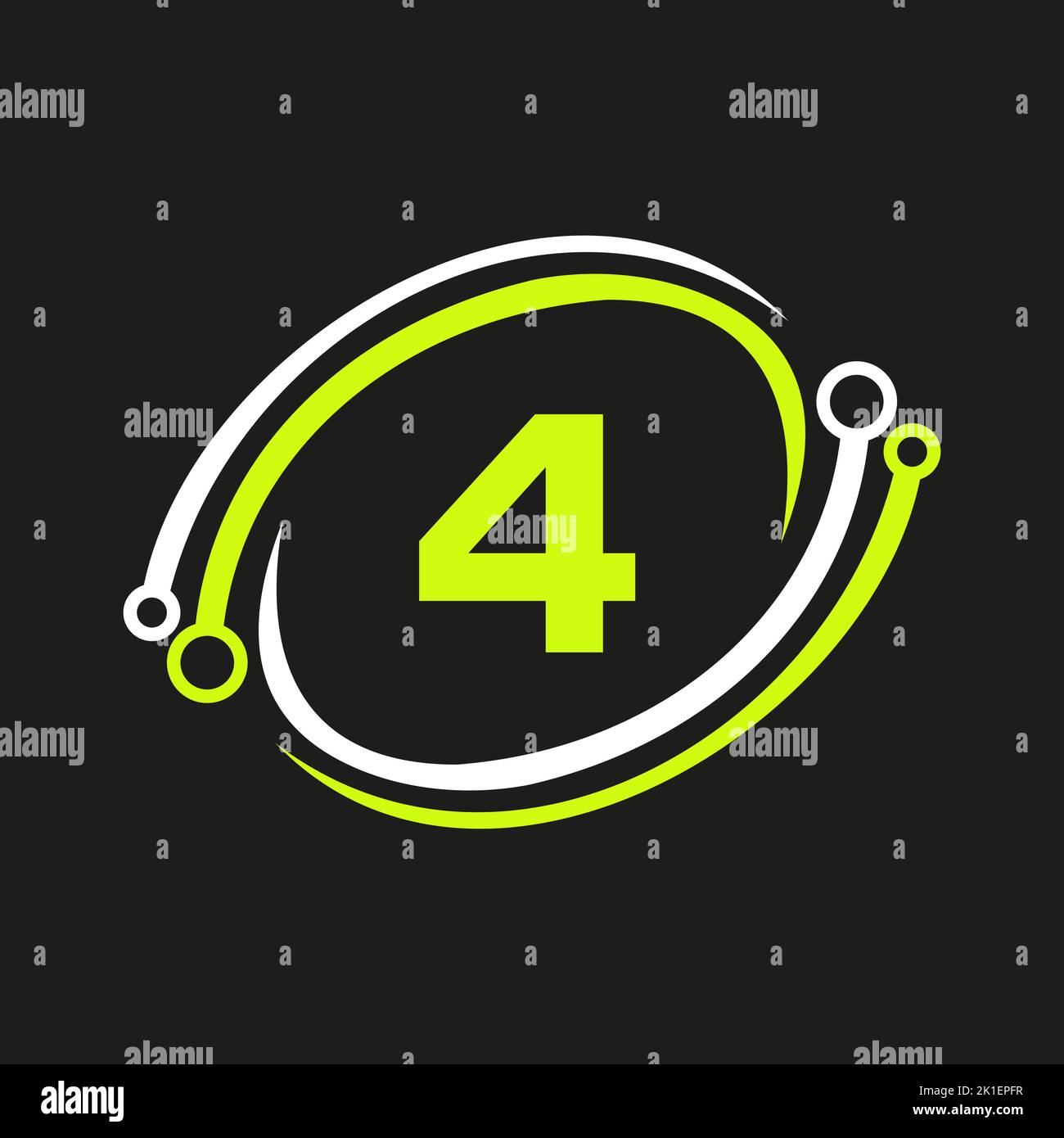 Letter 4 Technology Logo Combine with Technology Cable Vector Template ...