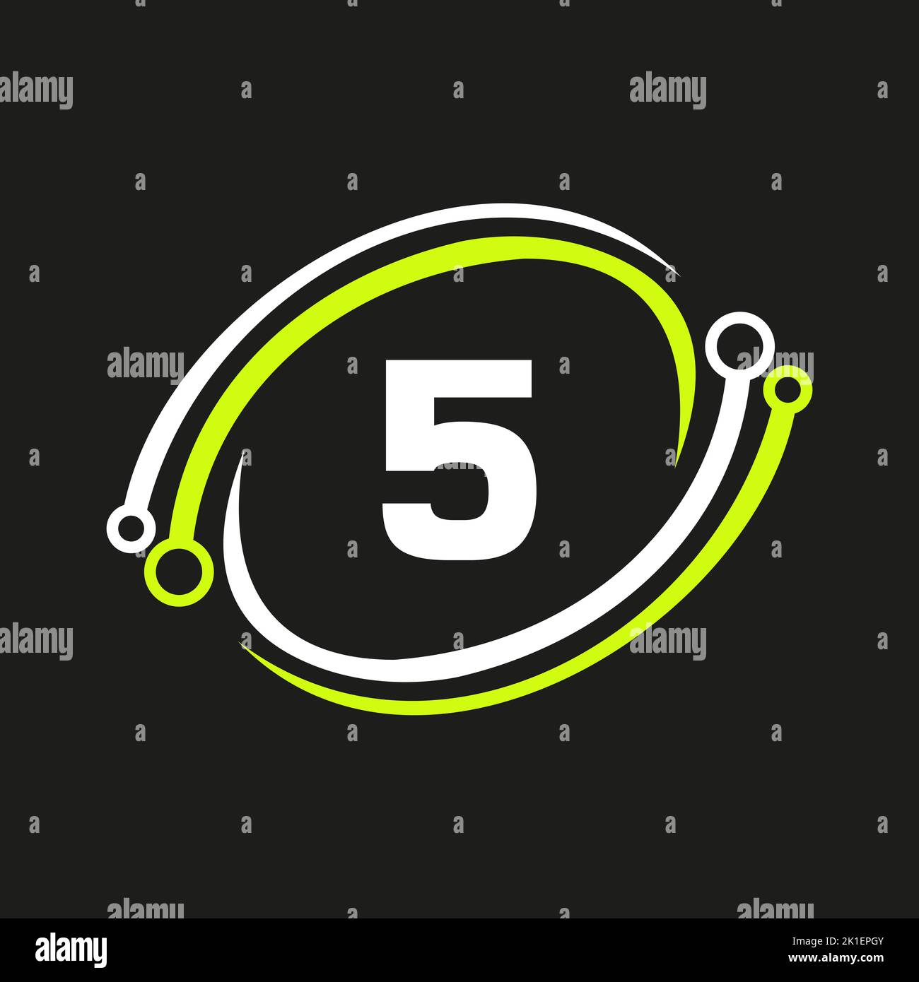 Letter 5 Technology Logo Combine with Technology Cable Vector Template ...