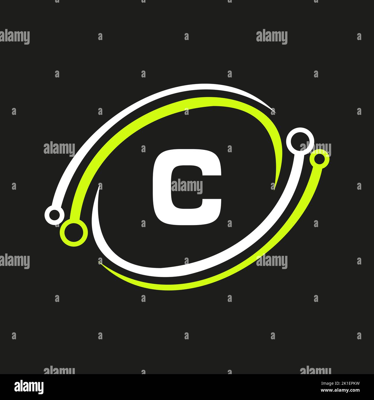 Letter C Technology Logo Combine with Technology Cable Vector Template ...