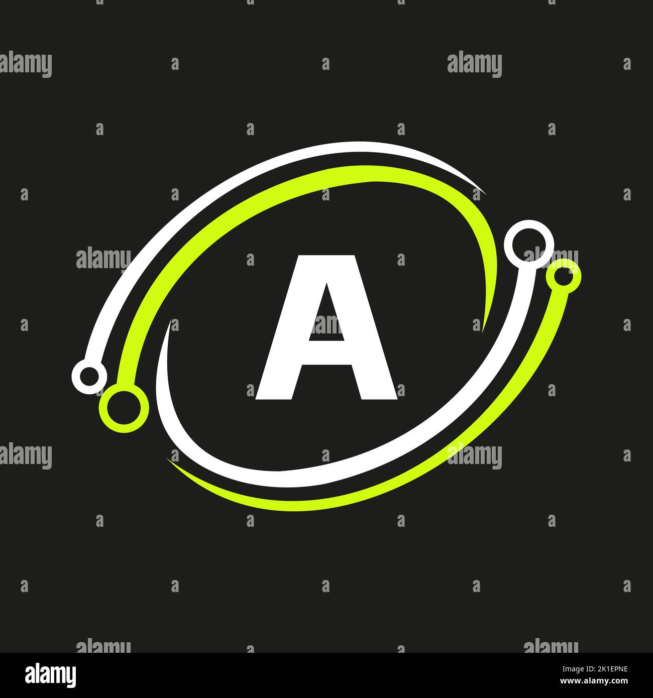 Letter A Technology Logo Combine with Technology Cable Vector Template ...