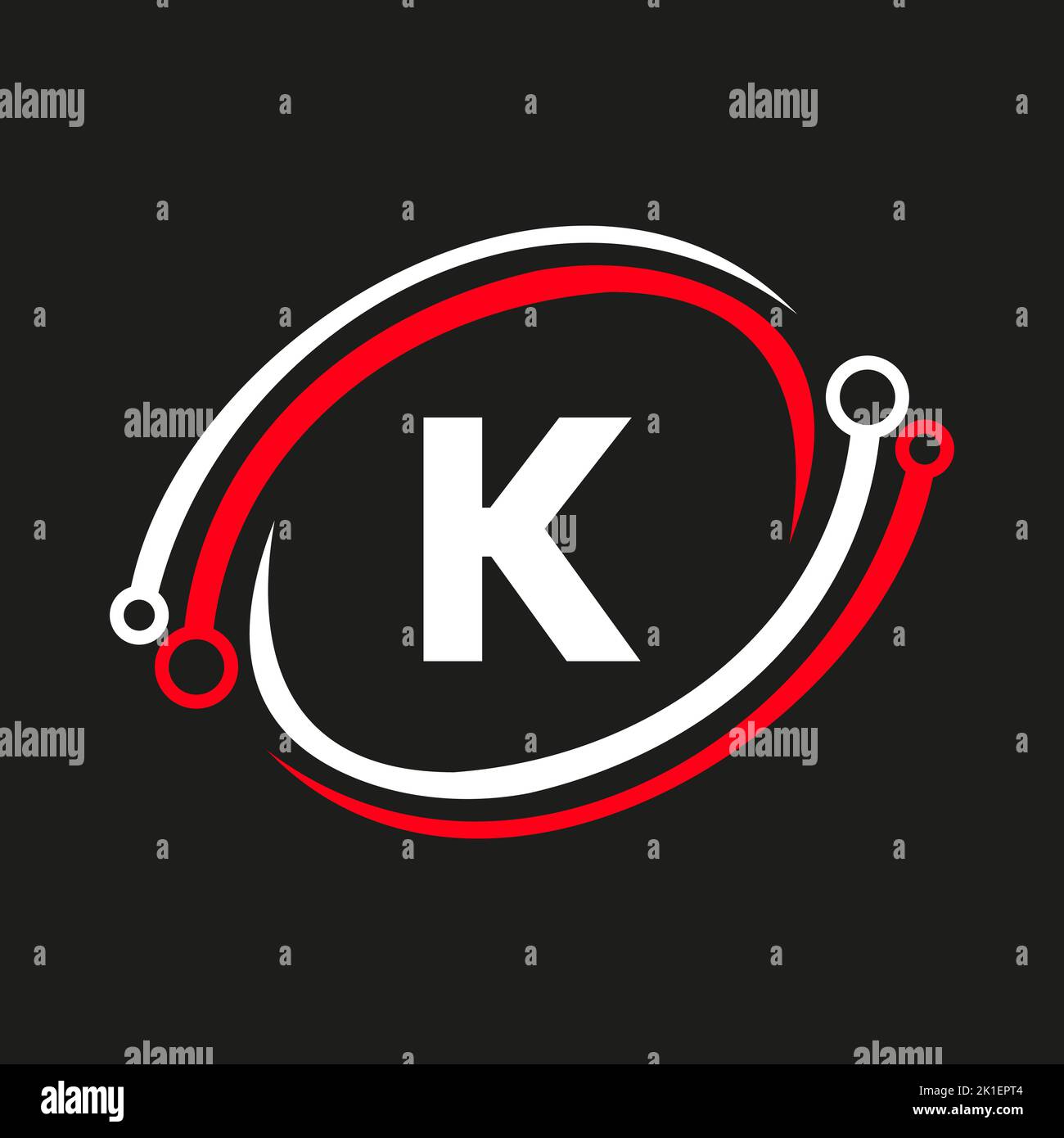 Letter K Technology Logo Combine with Technology Cable Vector Template ...