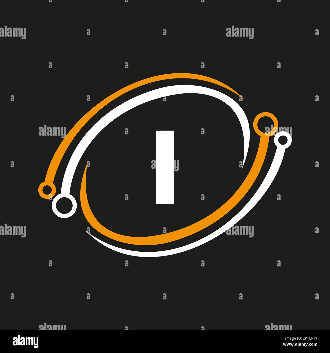 Letter I Technology Logo Combine with Technology Cable Vector Template ...