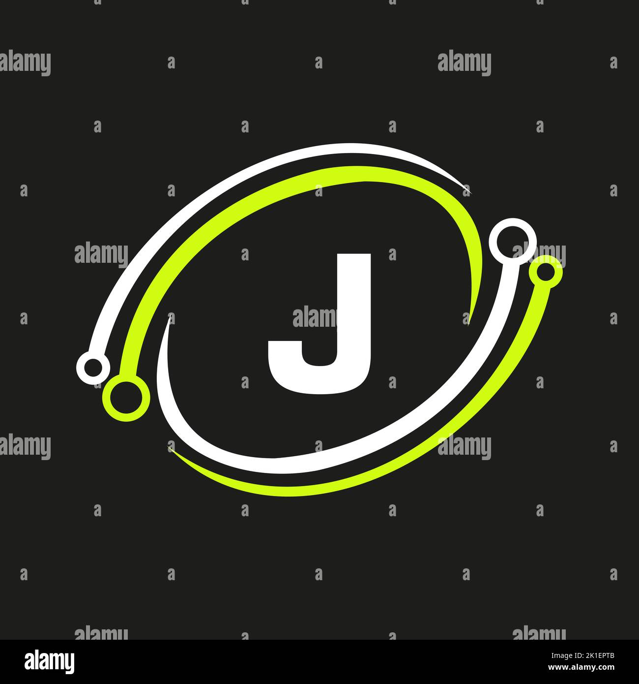 Letter J Technology Logo Combine with Technology Cable Vector Template ...