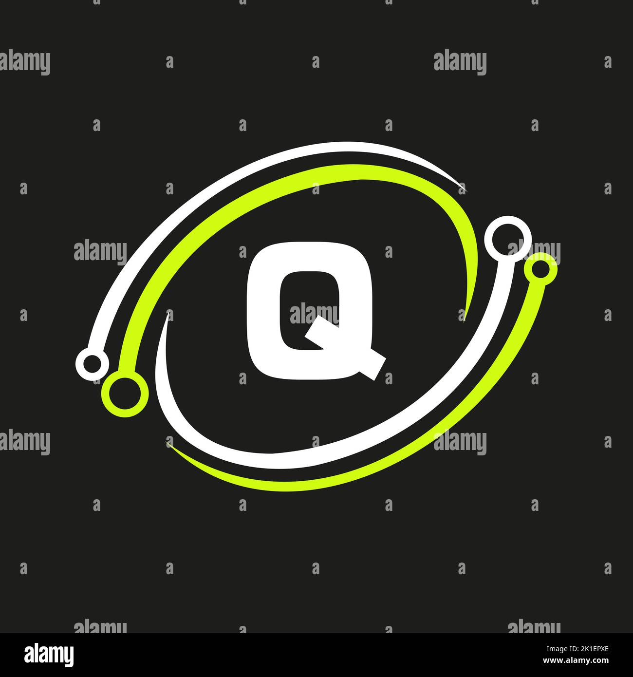 Letter Q Technology Logo Combine with Technology Cable Vector Template ...