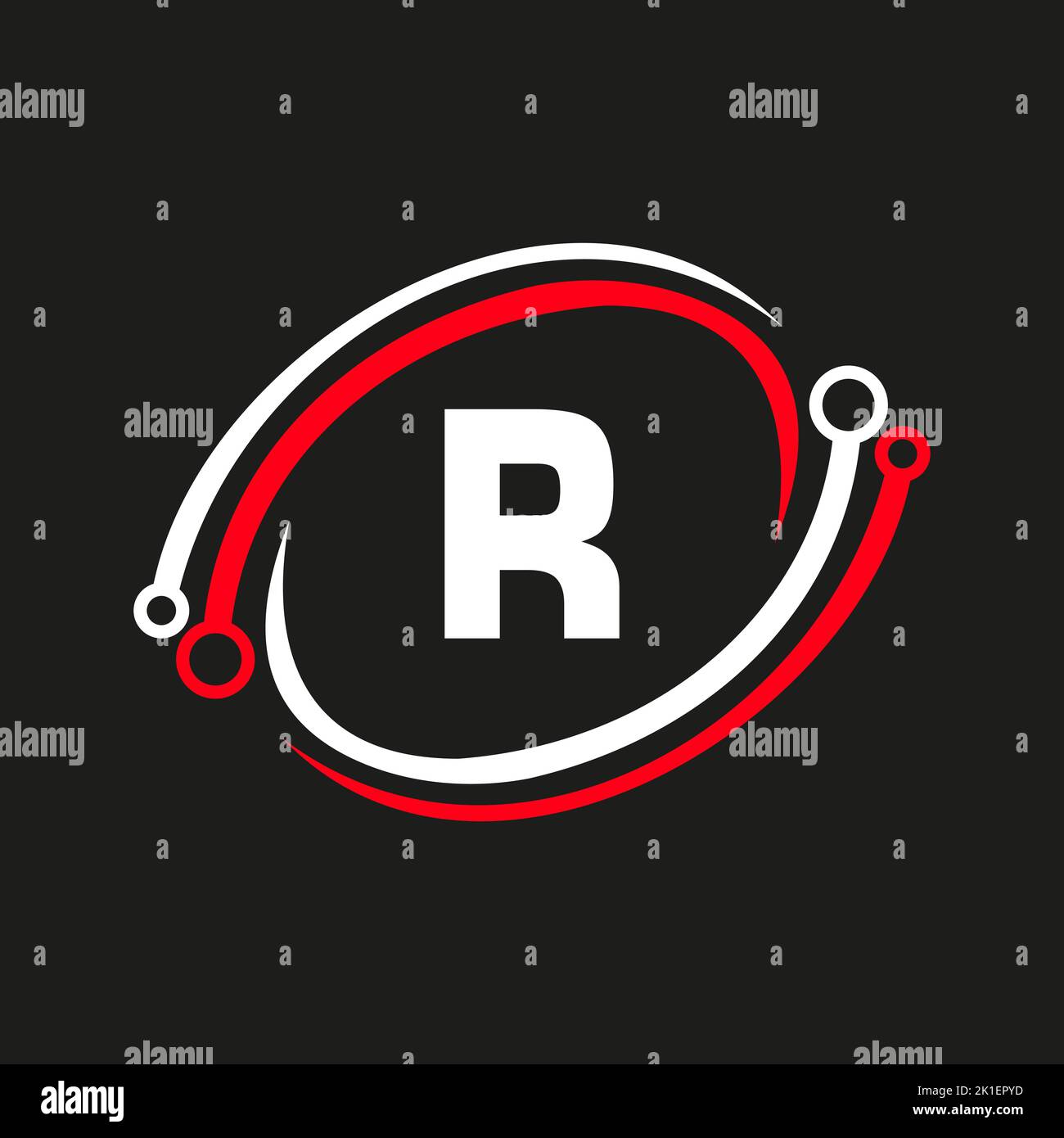 Letter R Technology Logo Combine with Technology Cable Vector Template ...