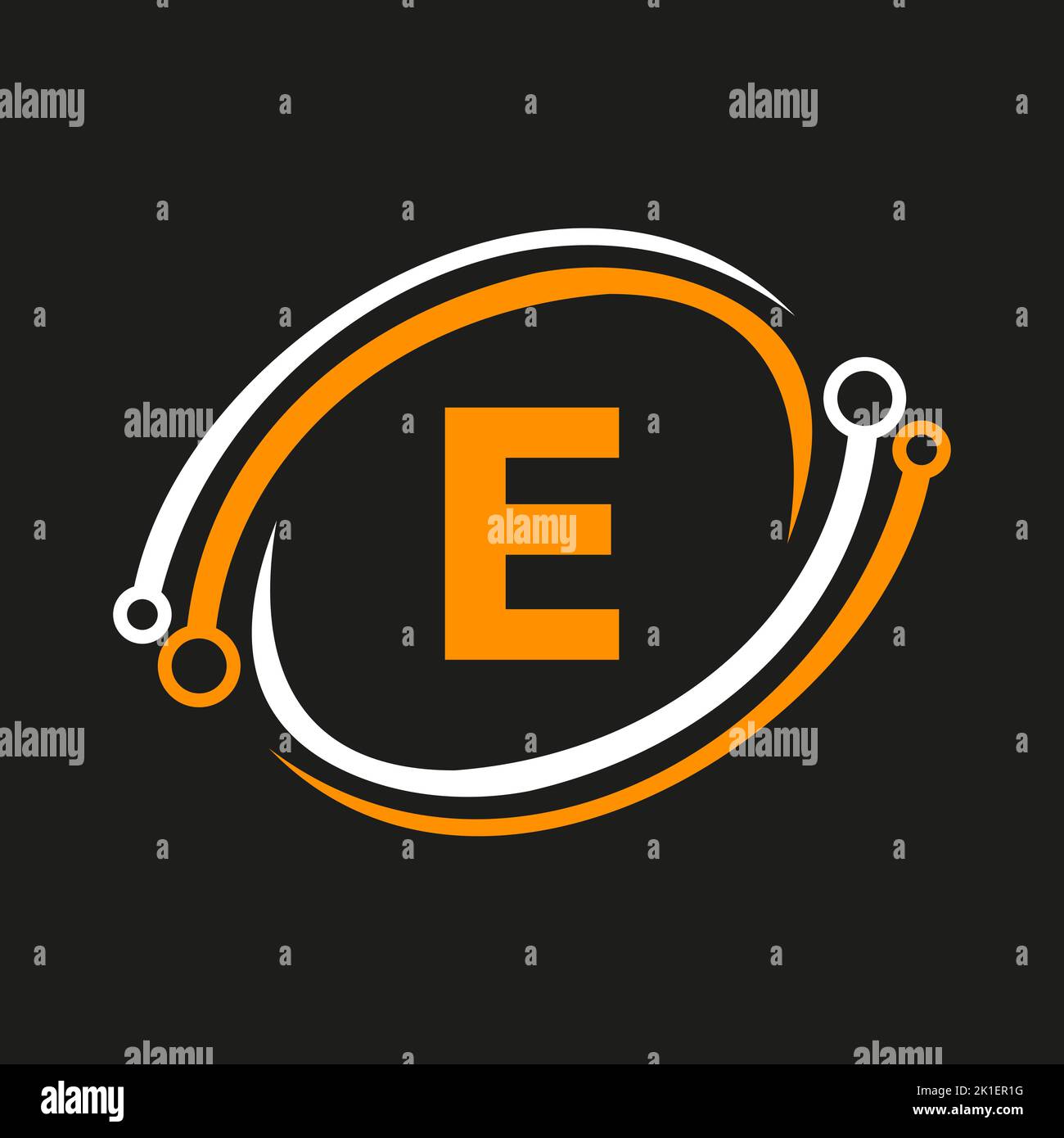 Letter E Technology Logo Combine with Technology Cable Vector Template ...