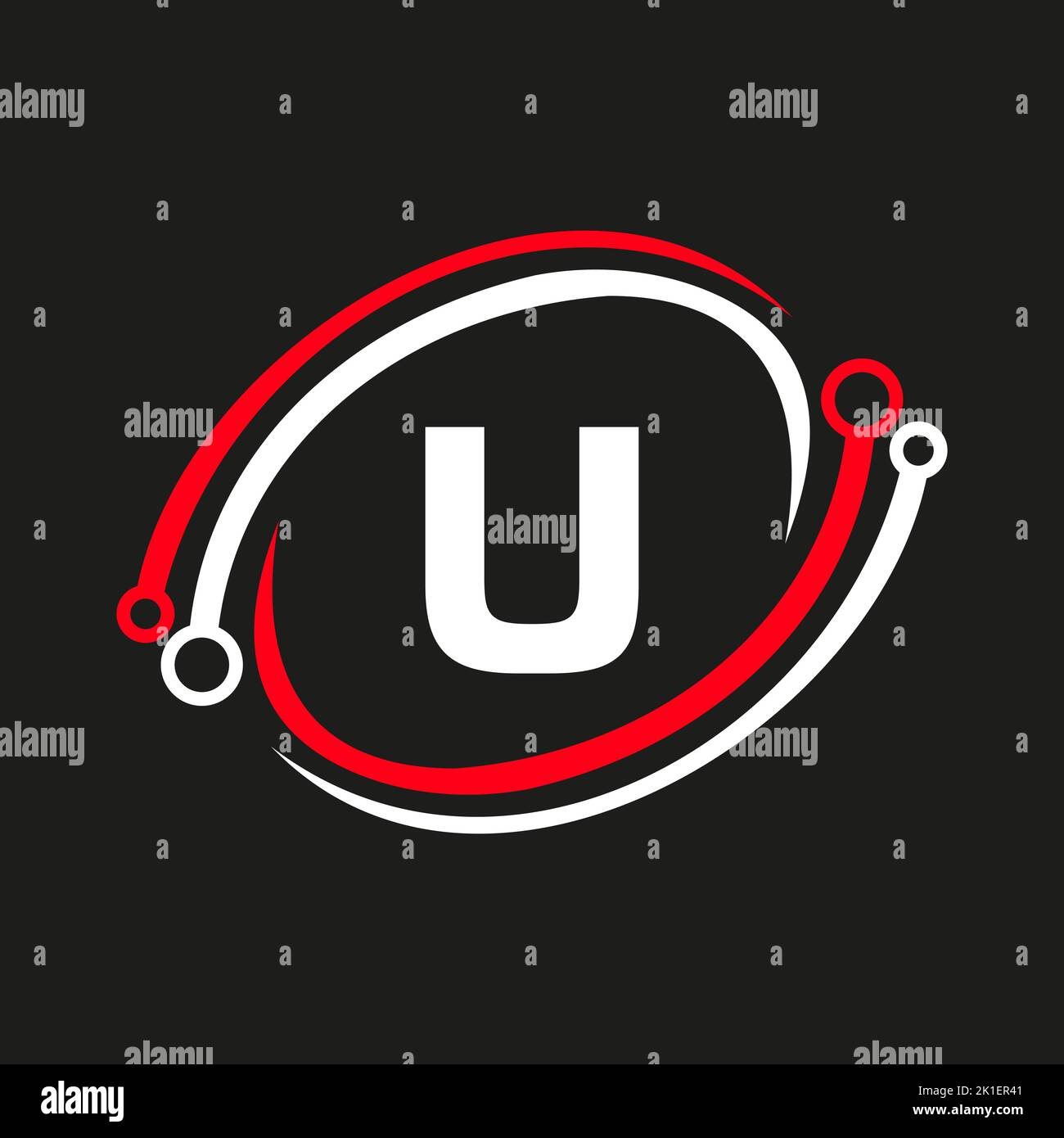 Letter U Technology Logo Combine with Technology Cable Vector Template ...