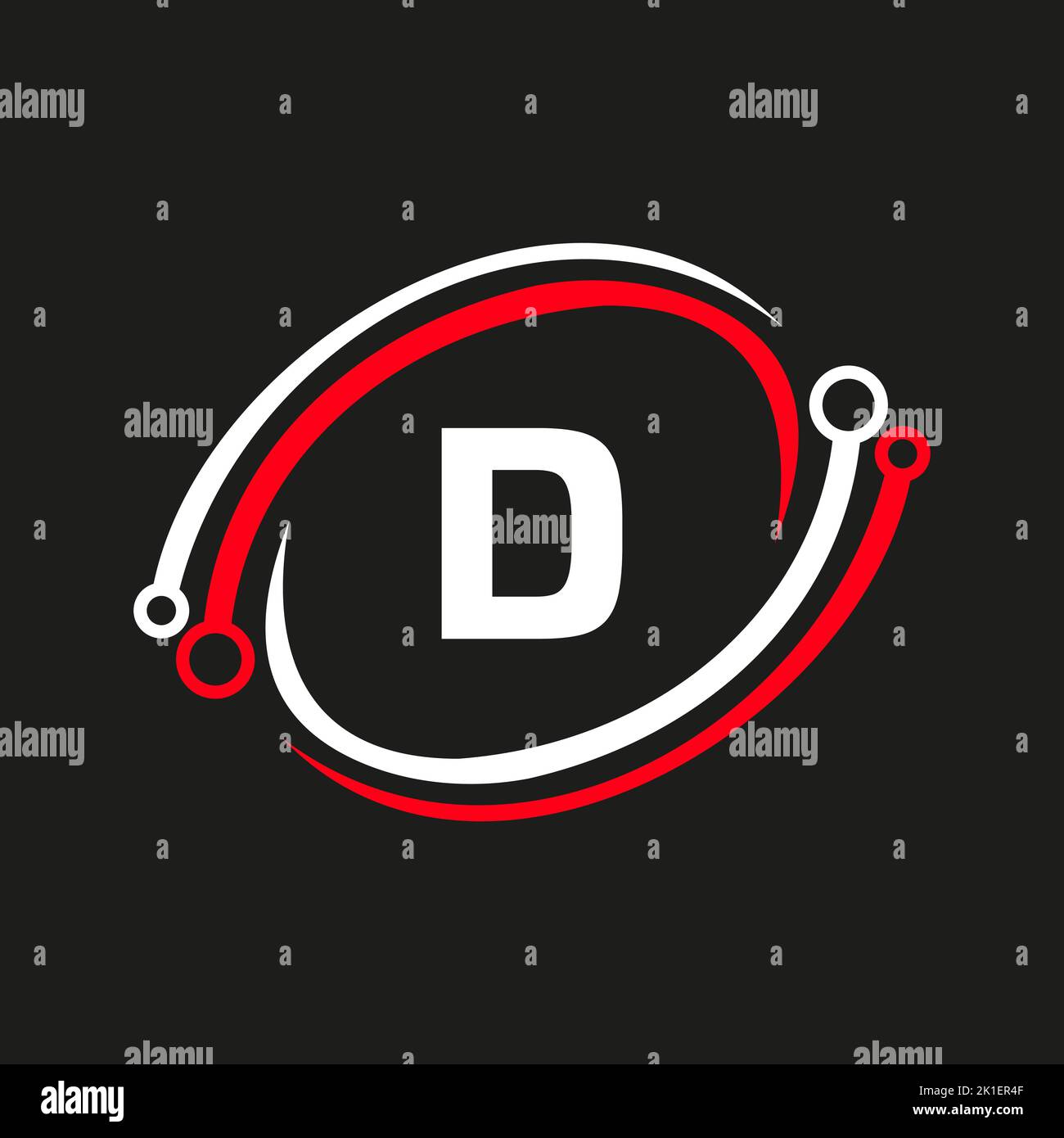 Letter D Technology Logo Combine with Technology Cable Vector Template ...
