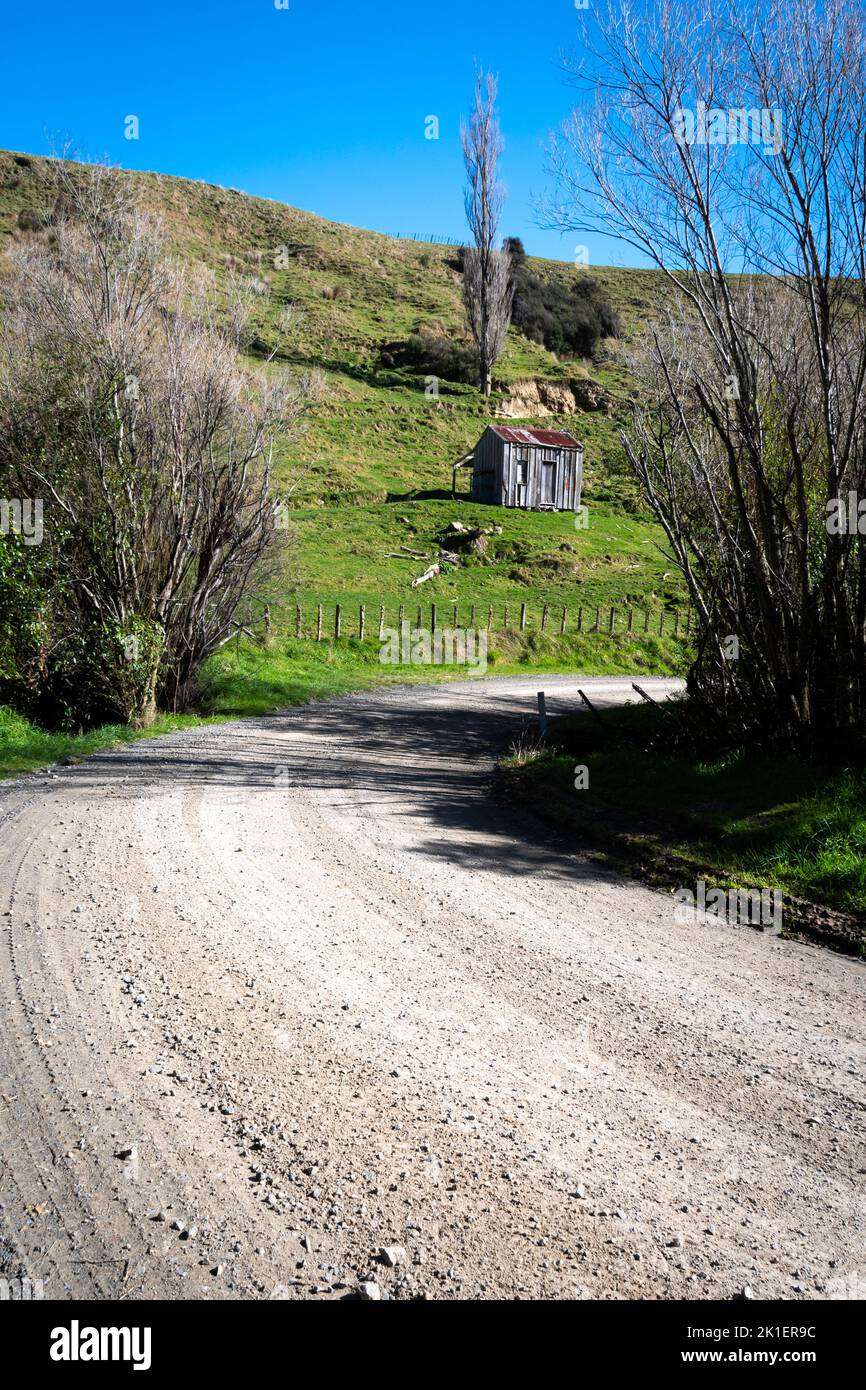 Unsealed country road, Pohangina Valley, Manawatu, North Island, New ...
