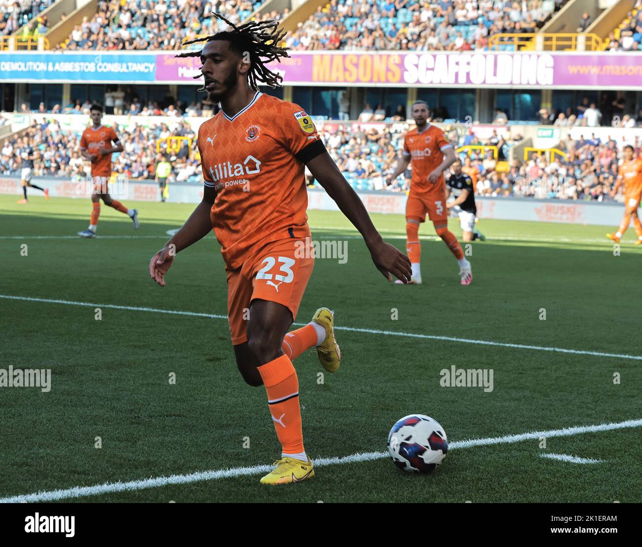 LONDON ENGLAND - SEPTEMBER 17 : Dominic Thompson of Blackpool in action ...
