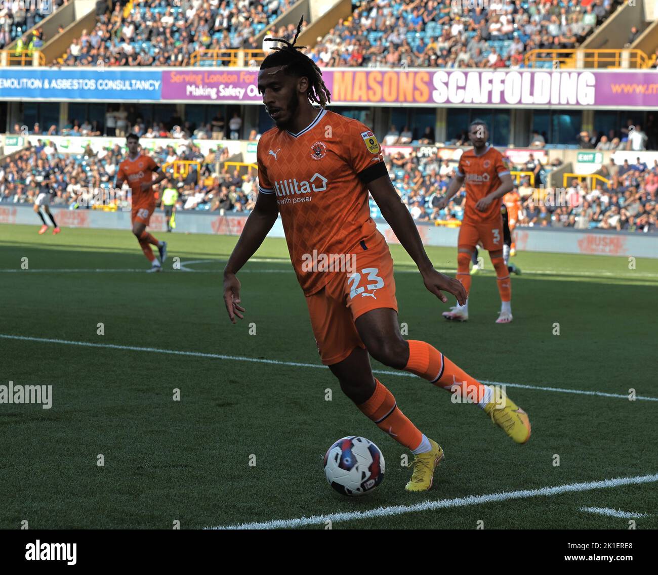 LONDON ENGLAND - SEPTEMBER 17 : Dominic Thompson of Blackpool in action ...