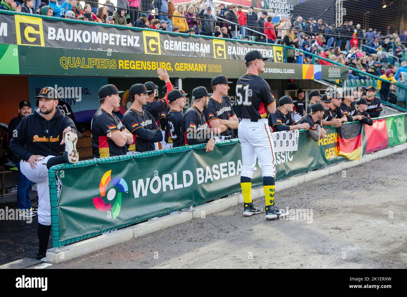 Regensburg, Bavaria, Germany. 17th Sep, 2022. The German team stands at ...