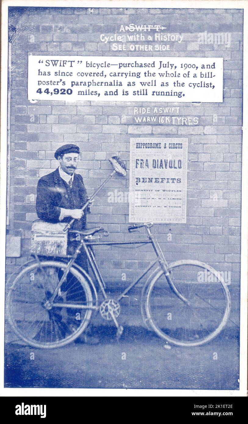 Advertising postcard for the "Swift" bicycle with personal ...