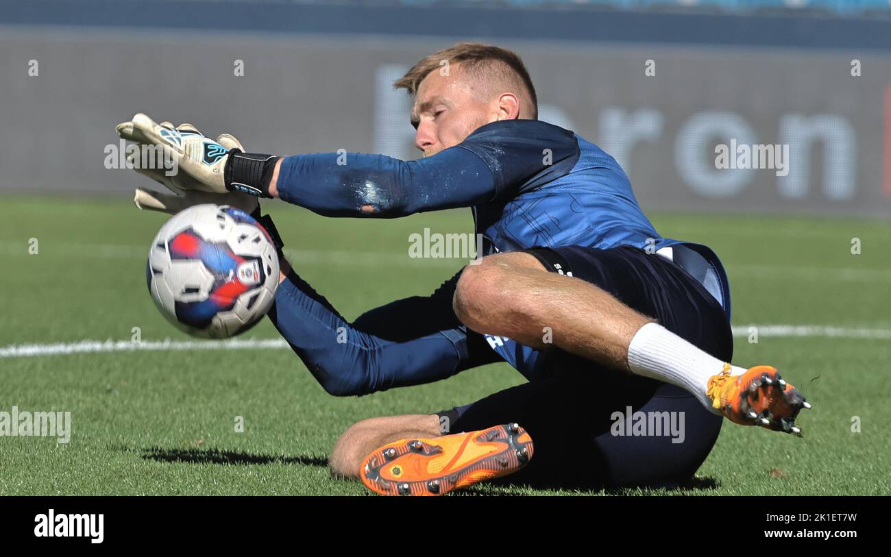 LONDON ENGLAND - SEPTEMBER 17 : George Long of Millwall during the pre ...
