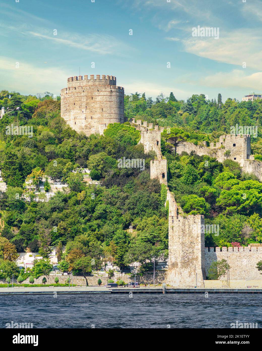 View of ruins of Rumelihisari, Bogazkesen Castle, or Rumelian Castle ...