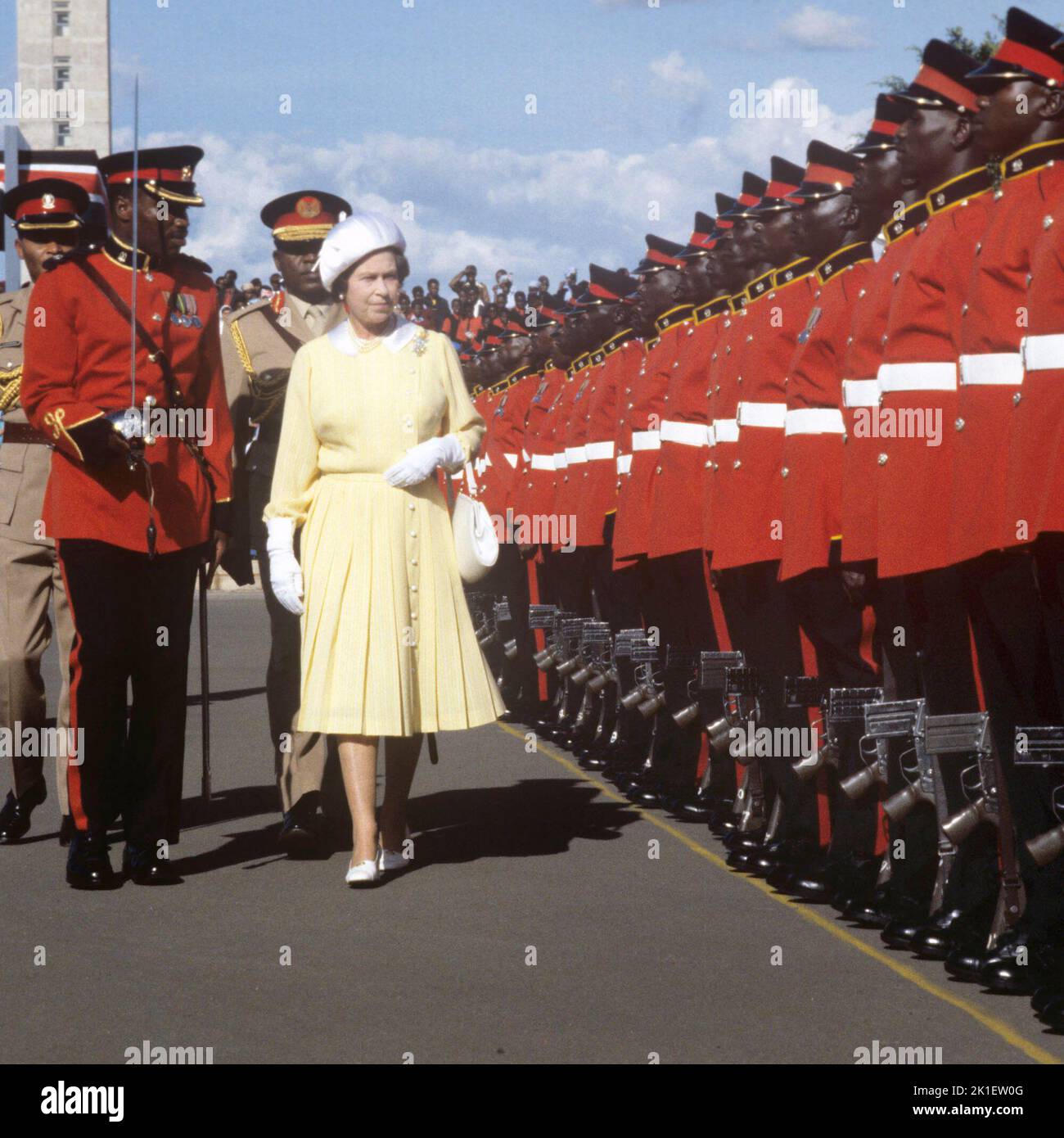 File photo dated 10/1/1983 of Queen Elizabeth II inspecting the Guard ...