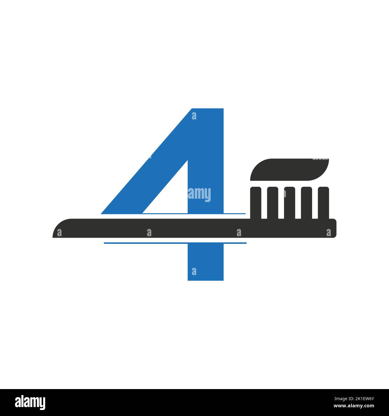 Initial Letter 4 Dental Logo Combine With Tooth Brush Symbol Template ...