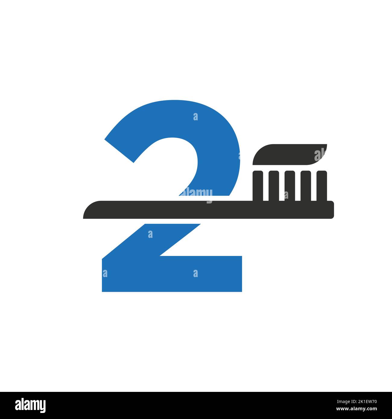 Initial Letter 2 Dental Logo Combine With Tooth Brush Symbol Template ...