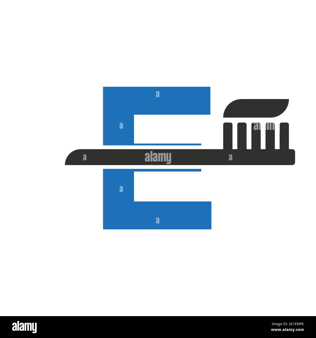 Initial Letter E Dental Logo Combine With Tooth Brush Symbol Template ...