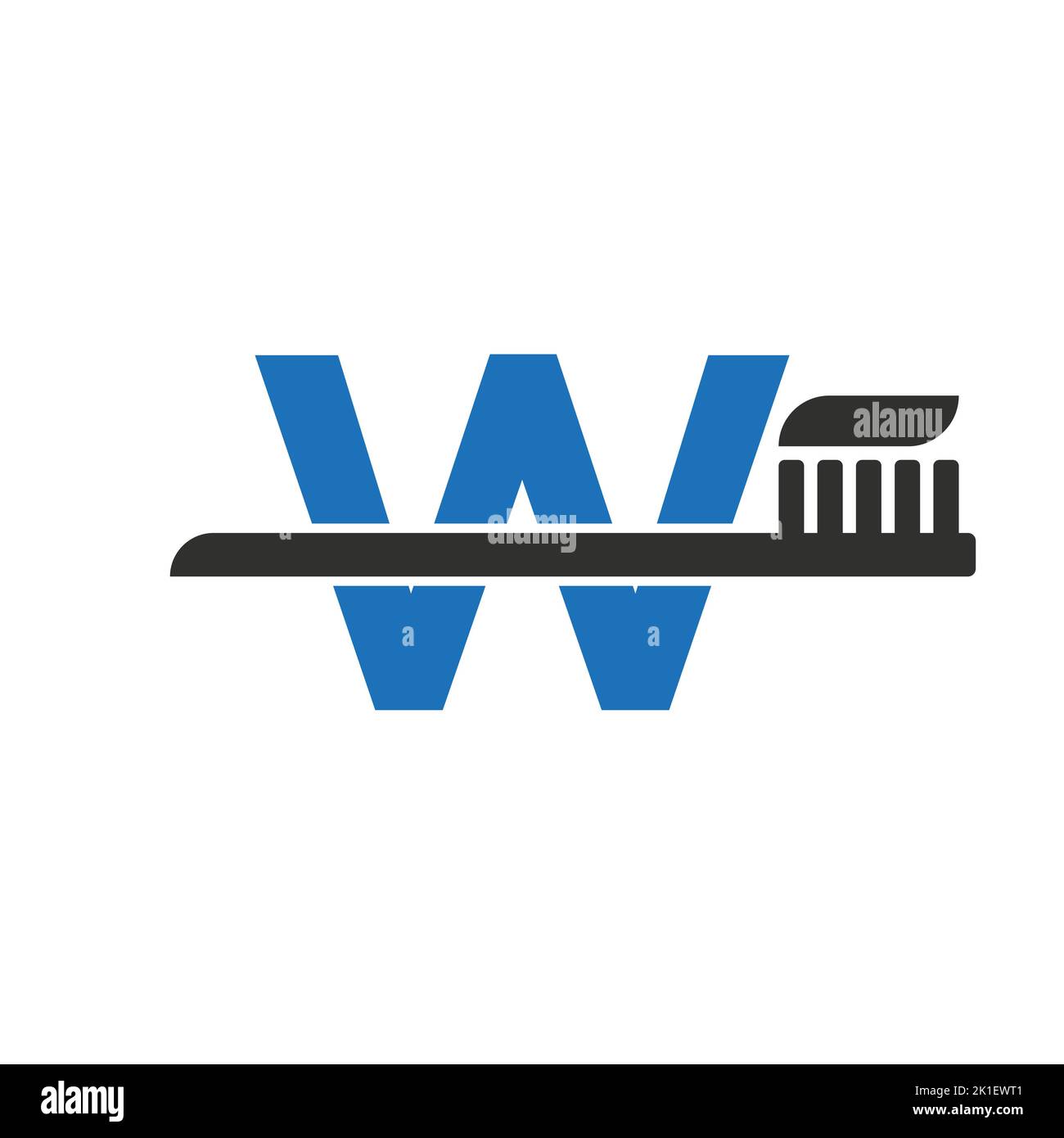 Initial Letter W Dental Logo Combine With Tooth Brush Symbol Template ...