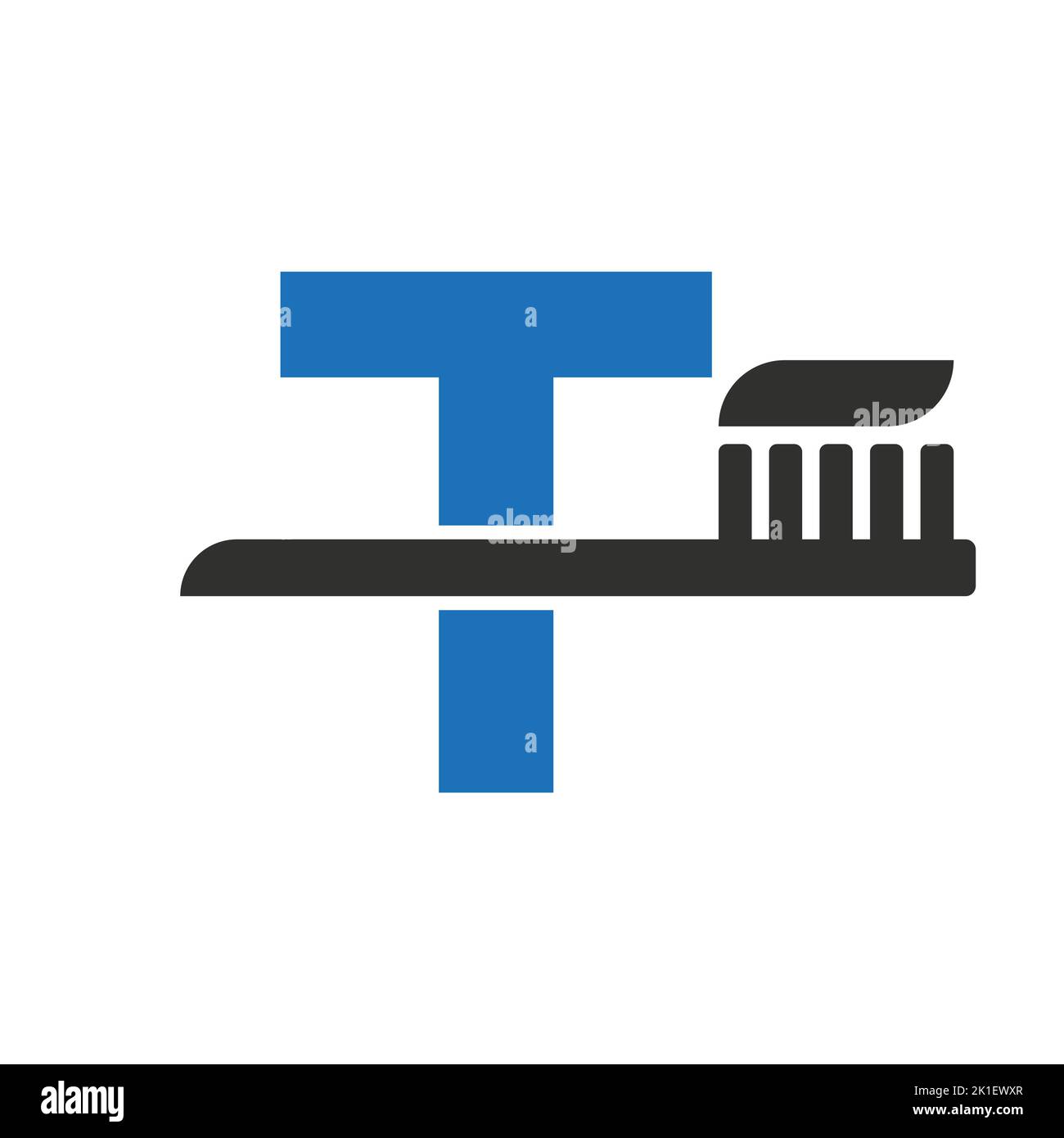 Initial Letter T Dental Logo Combine With Tooth Brush Symbol Template ...