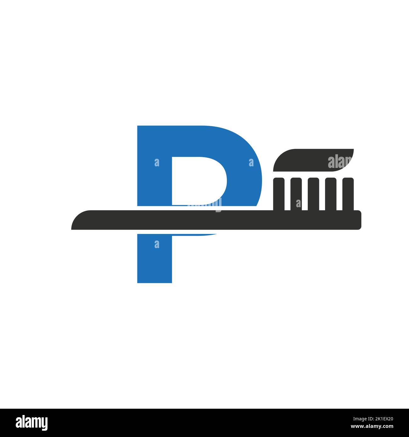 Initial Letter P Dental Logo Combine With Tooth Brush Symbol Template ...