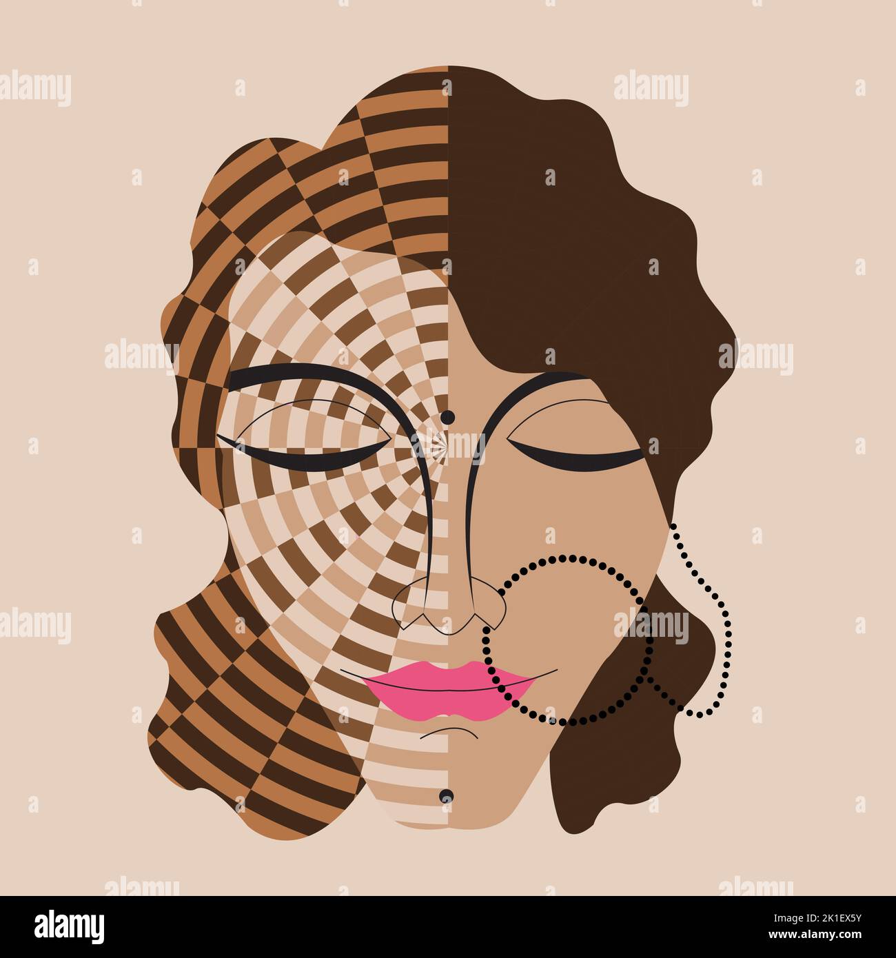 An illustration of an Indian woman vector face art Stock Vector Image ...