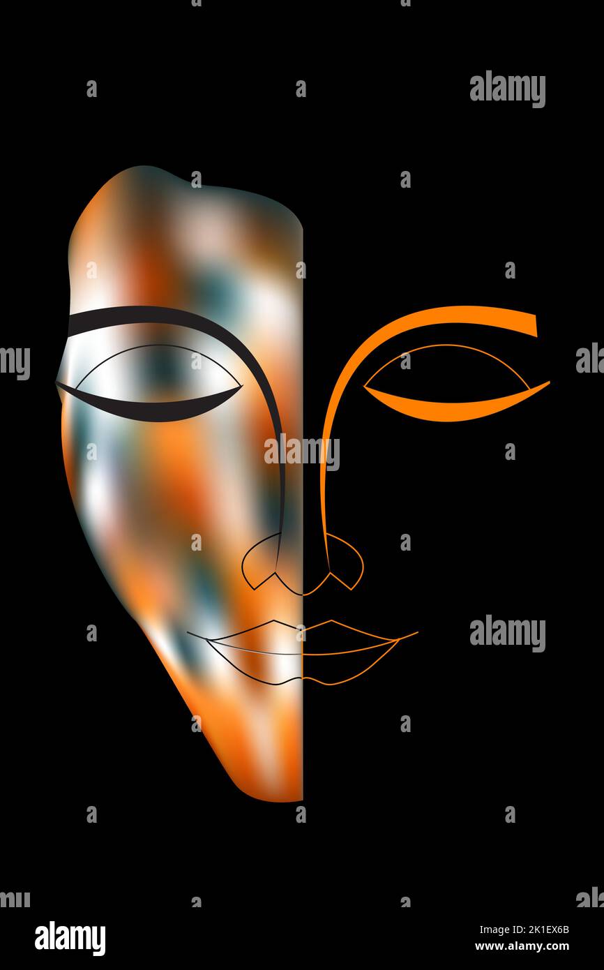 An illustration of an Indian woman vector face art Stock Vector Image ...