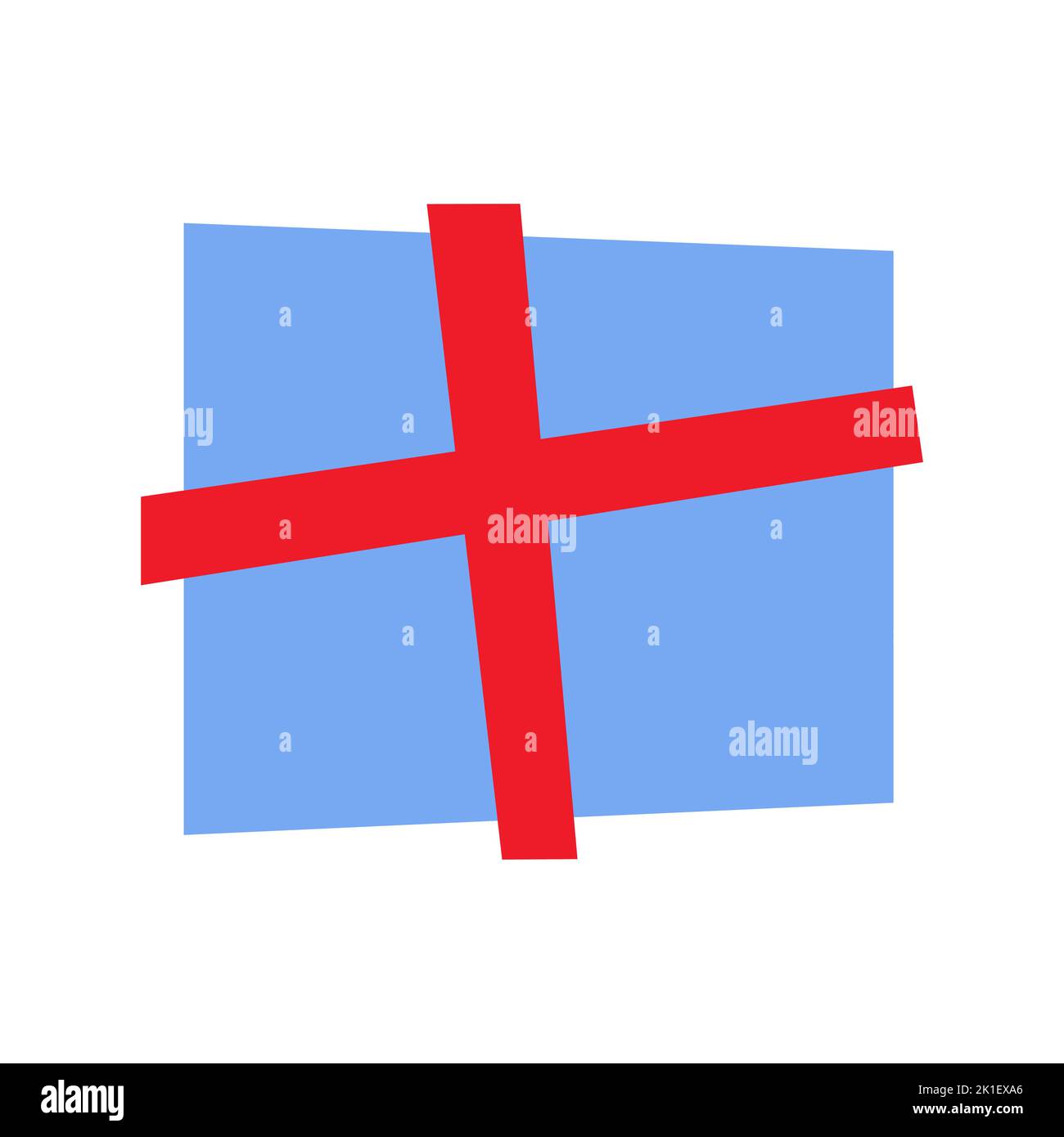 Cartoon Christmas gift. Blue color simple present isolated on white ...