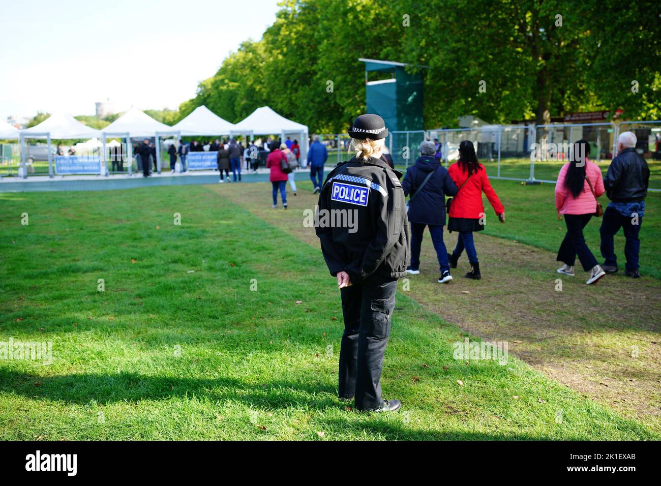 A police screening area on the Long Walk in Windsor as members of the ...