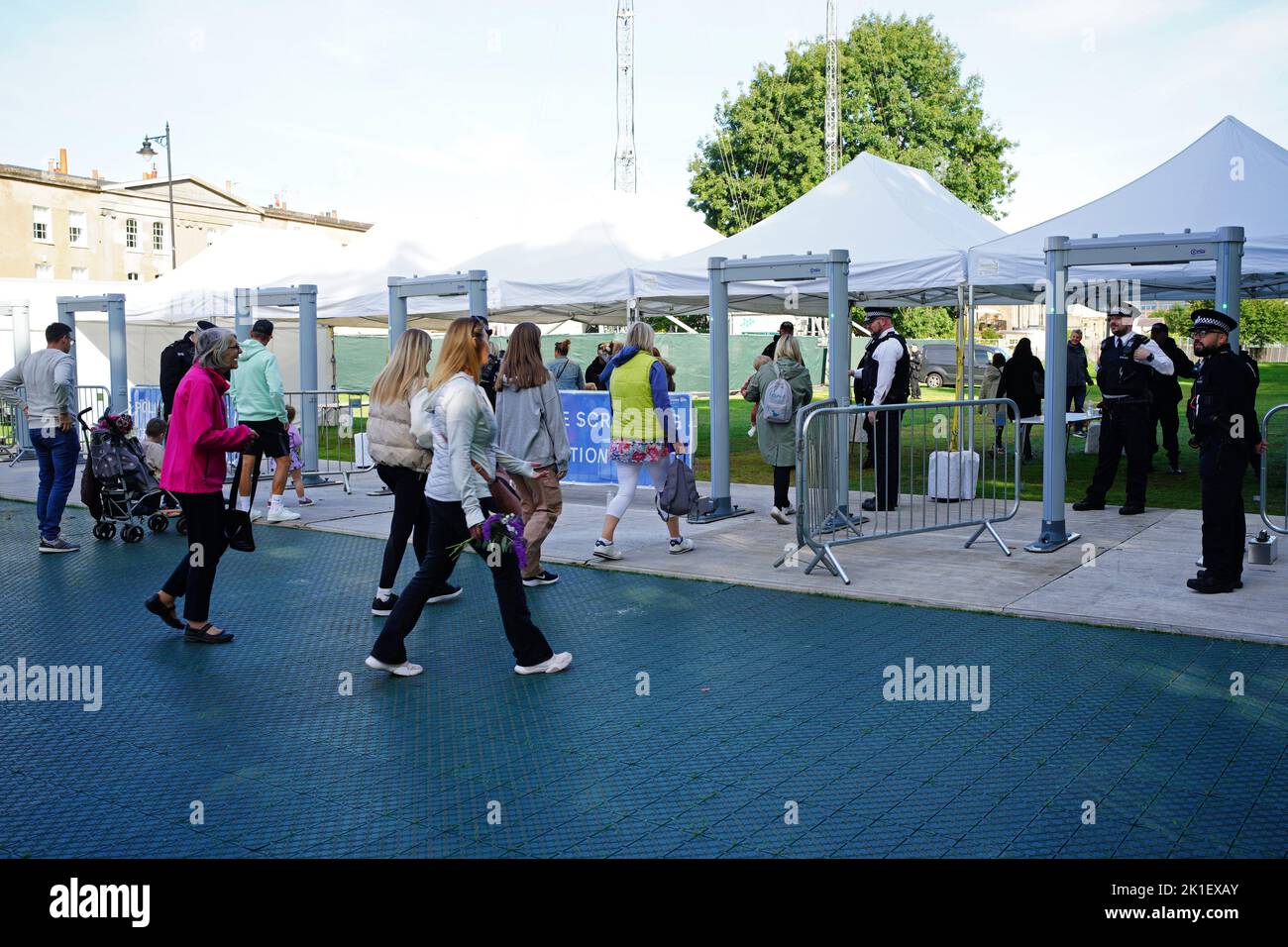 A police screening area on the Long Walk in Windsor as members of the ...
