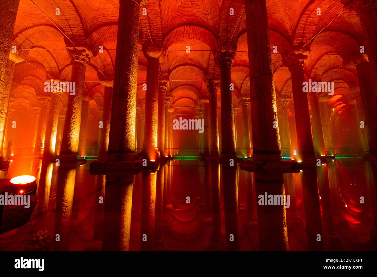 Basilica Cistern in Istanbul. Columns and vaults of Basilica Cistern ...