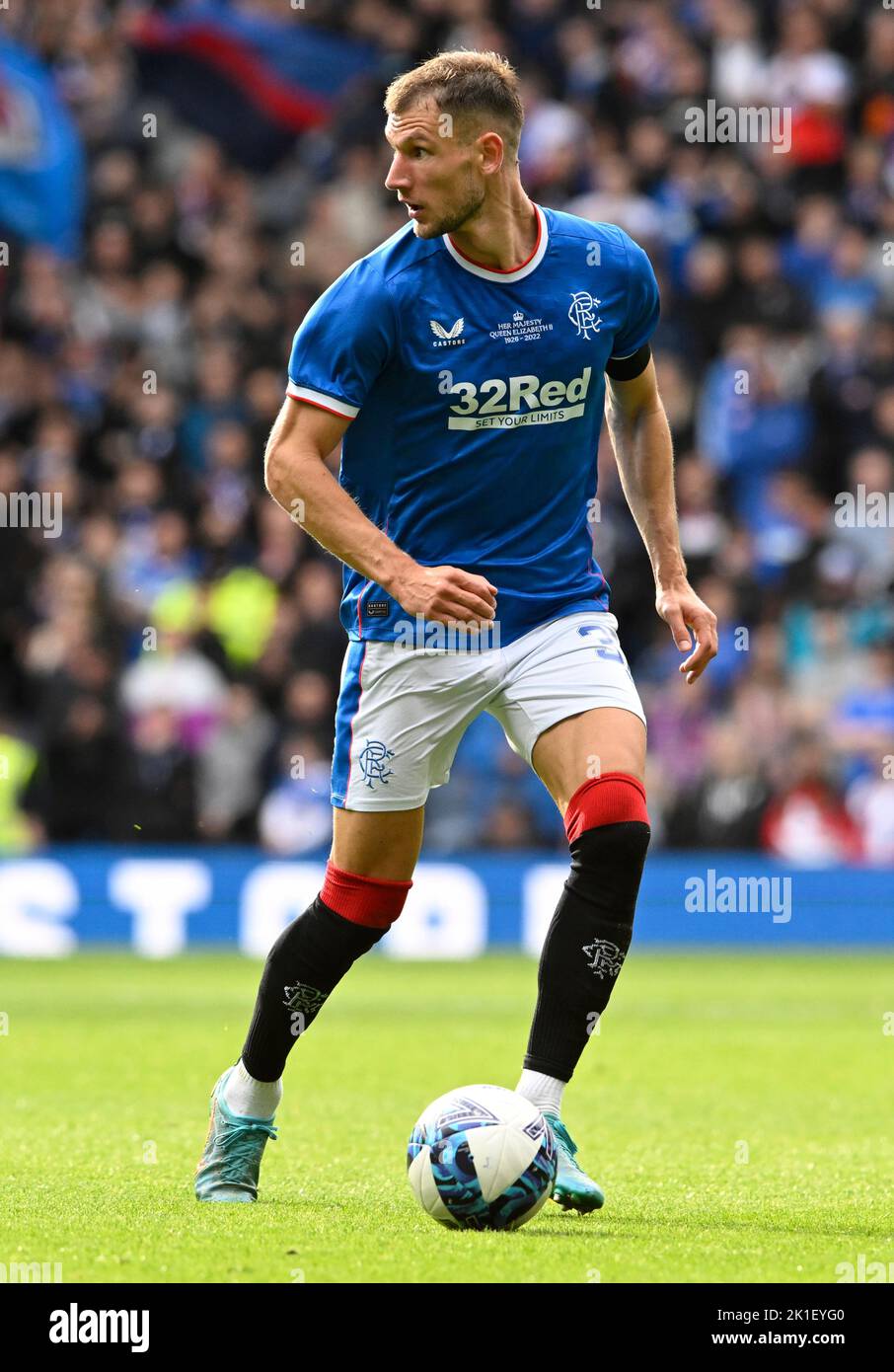 Glasgow, , 17th September 2022. Borna Barišić of Rangers during the ...