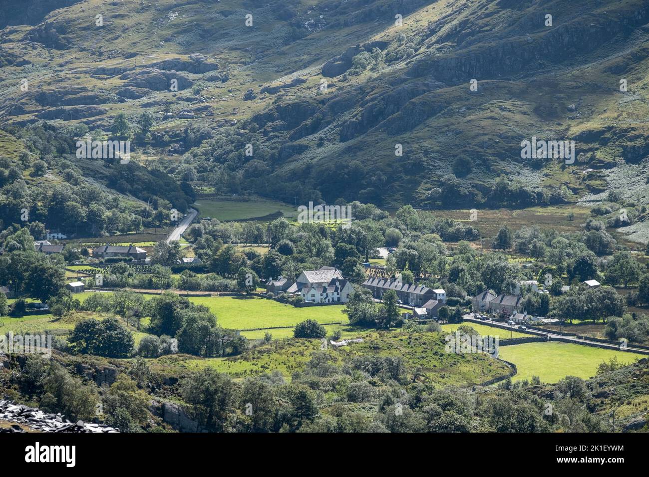 The village of Nant Peris in the Snowdonia National Park, North Wales ...