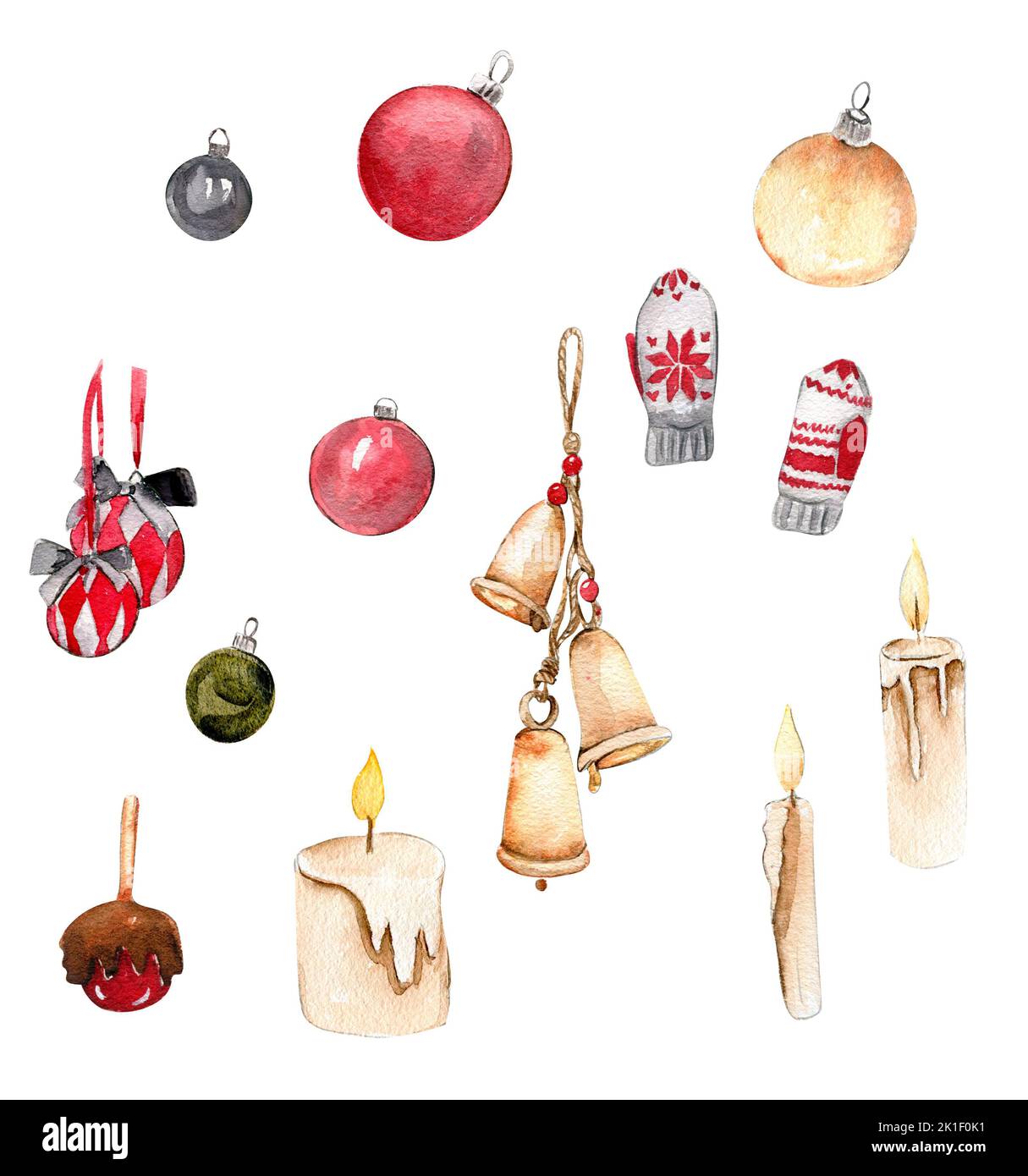 Hand drawn Christmas vintage set Stock Photo - Alamy