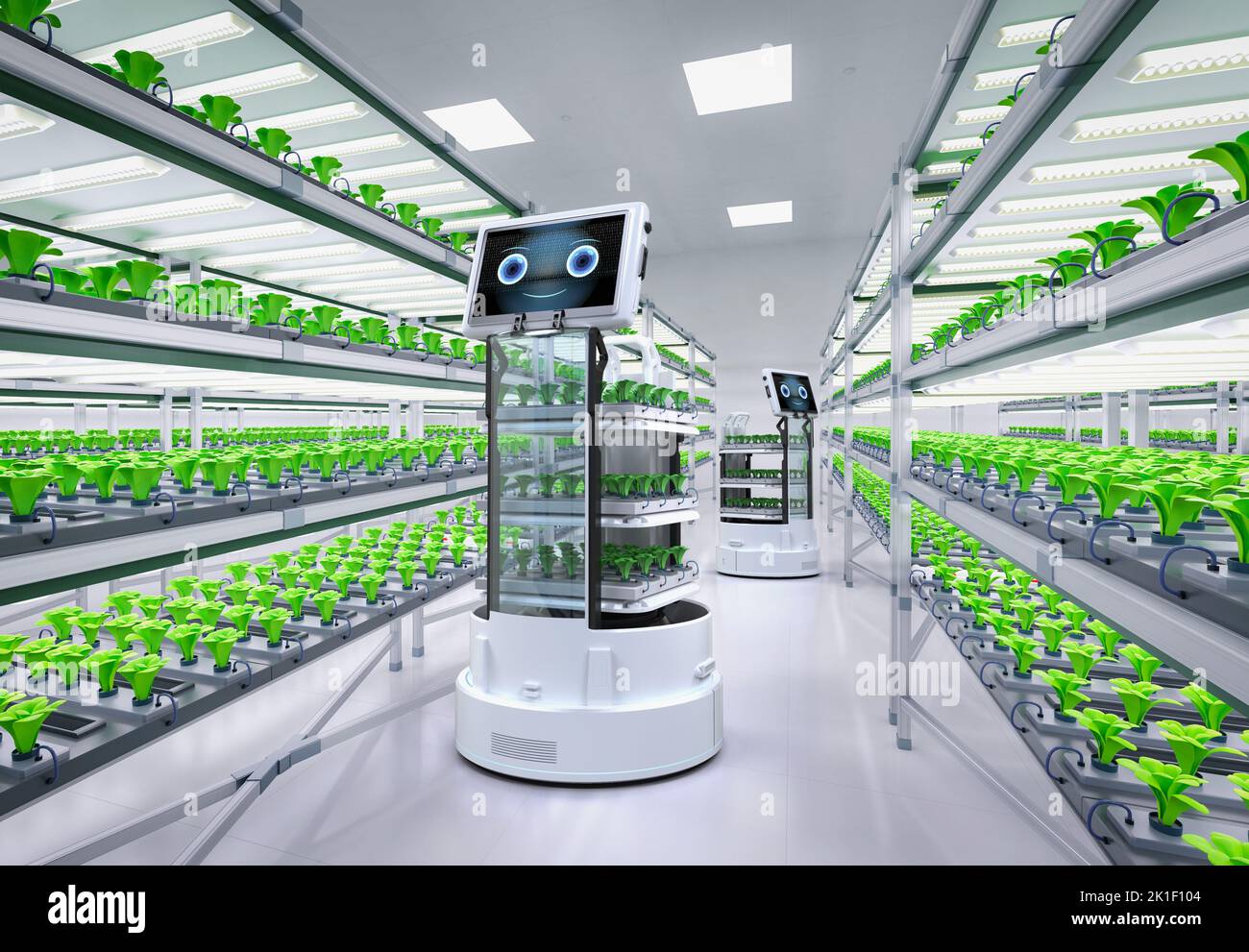 Agriculture technology with 3d rendering robot assistant in light ...