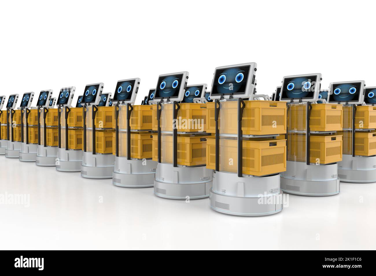 3d rendering warehouse robot or robotic assistant carry boxes Stock ...