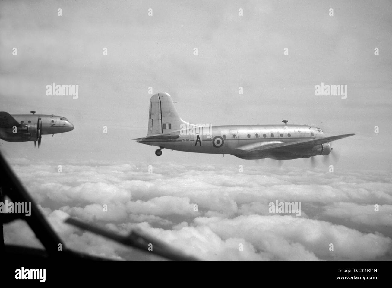 Cockpit view of a Handley Page Hastings HP 67 aircraft, Royal Air Force ...